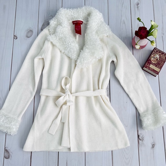 Gloria Vanderbilt | Sweaters | White Fuzzy Wrap Cardigan | Poshmark